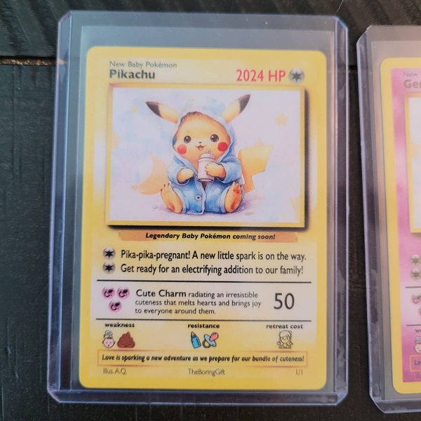 Pokemon Pregnancy Card - Pikachu and Charmander Design - Custom Pokemon ...
