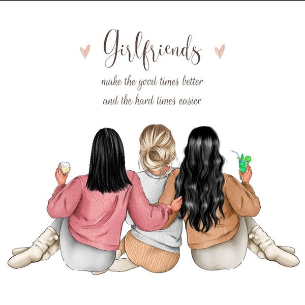 Best Friends Personalized Print, Custom 3 Friend Prints, Three Best ...