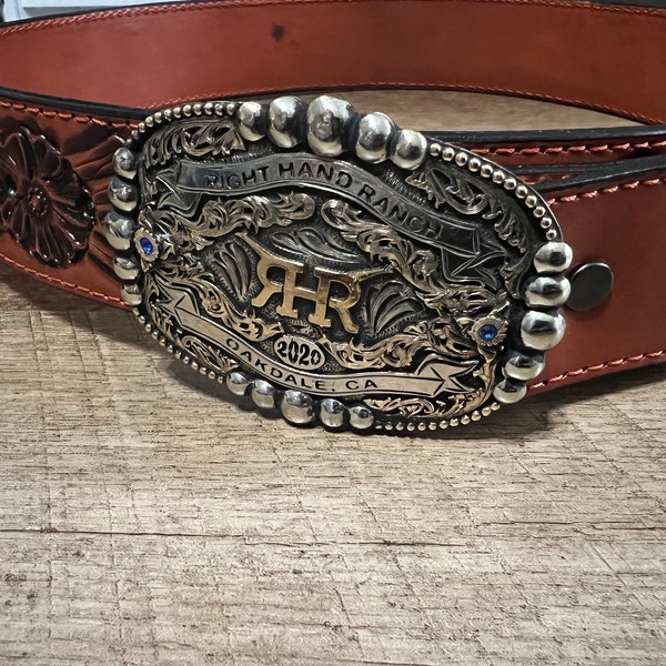 Trophy Western Belt Buckle - Custom Made - German Silver - Hand ...