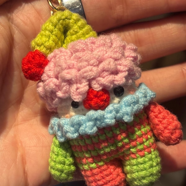 Crochet Clown Keychain, Cute Clown Keychain, Crochet Joker Key Ring ...