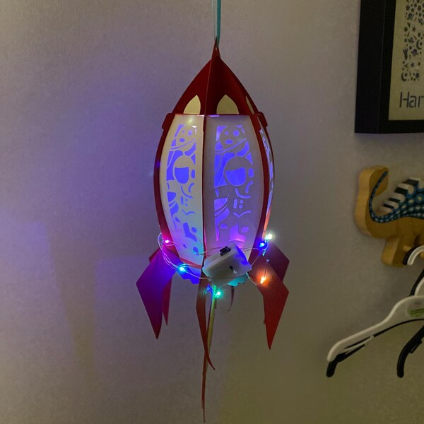 Rocket Lantern PDF, SVG, Studio Templates - DIY Spaceship Paper Lantern ...