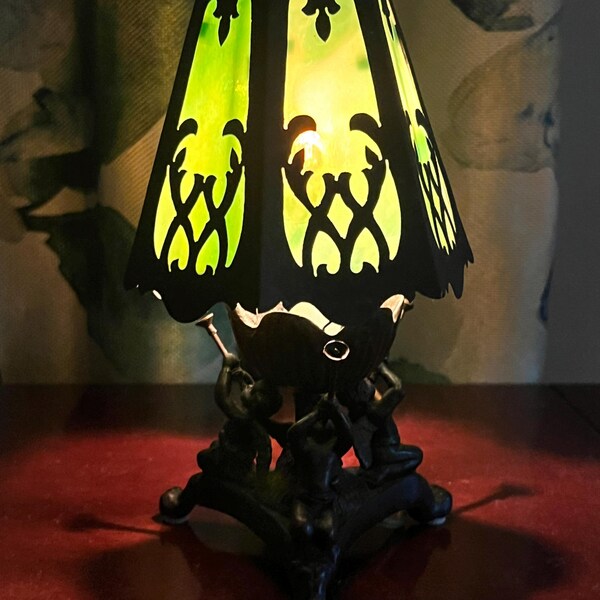 Reproduction of Clear Antique Pressed Glass Oil Lamp With Beaded ...