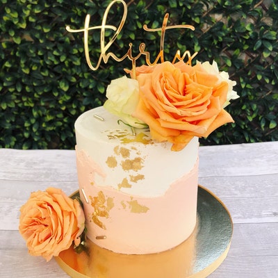 Acrylic Thirty Cake Topper Decoration Various Colours 18k Gold Plated ...