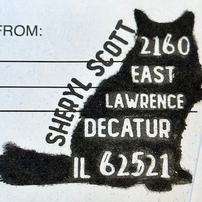 Cat Address Stamp, Custom Return Address Stamp, Self Inking or Wooden ...