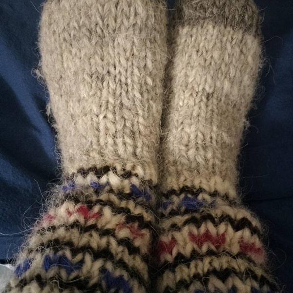 Hand Knitted Wool Socks//extra Thick//large Sizes//pure Wool Socks//bed ...