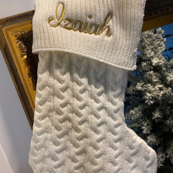 Knit Stocking, Cable Knit Monogram Stocking, Monogram Christmas ...