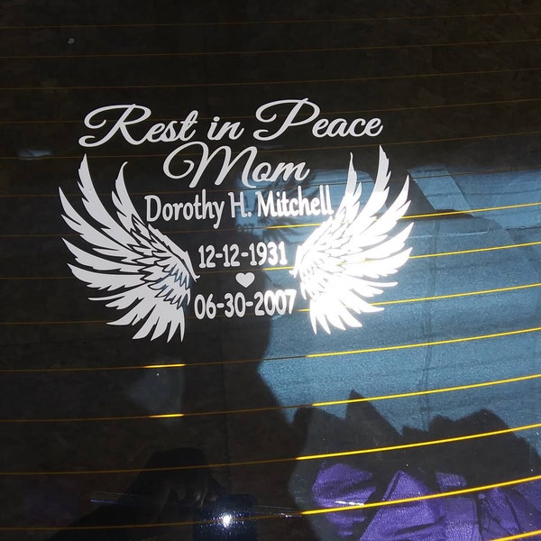Rest in Peace Window Decal, Passed Away Decal, Remembrance Decal, Death ...