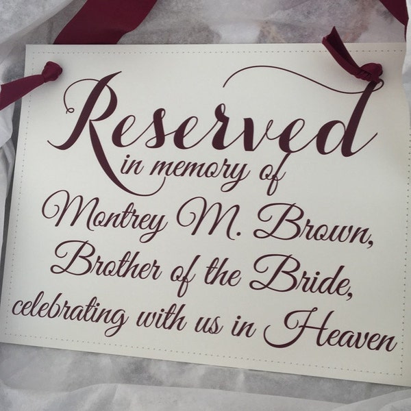 Wedding Memorial Chair Sign Personalized Memorial Sign Reserved in ...