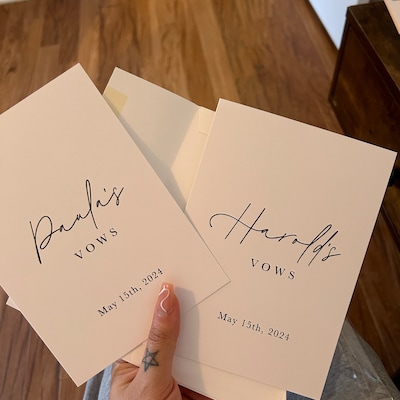 Custom Wedding Vow Cards, Vow Renewal Cards, Vow Cards, His Vows, Her ...