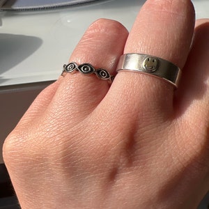 Silver Smiley Face Ring Stackable Smiley Face Ring Emoji - Etsy UK