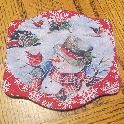 Flowers Shabby Chic Cute Mug Rug Coaster 5 X 5 Whimsical Quilted ...