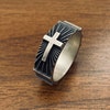 Cross Handmade Sterling Silver Men Band Ring, Christian Cross Men ...