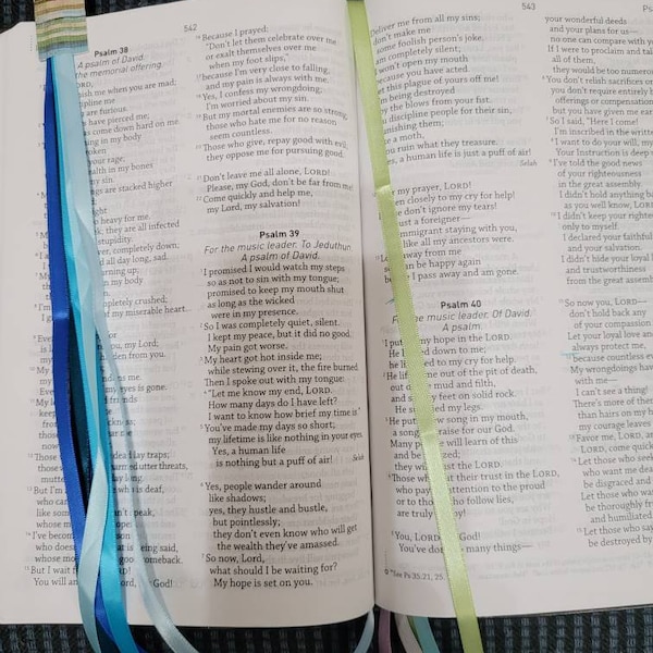 BLUE HUES Bible Bookmark Ribbons/ Multi Ribbon Book Marker/ Bible ...