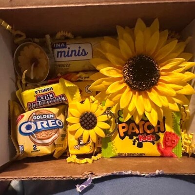 HELLO BEAUTIFUL Sunflower Snack Box, Sunshine Gift , Yellow Box of ...