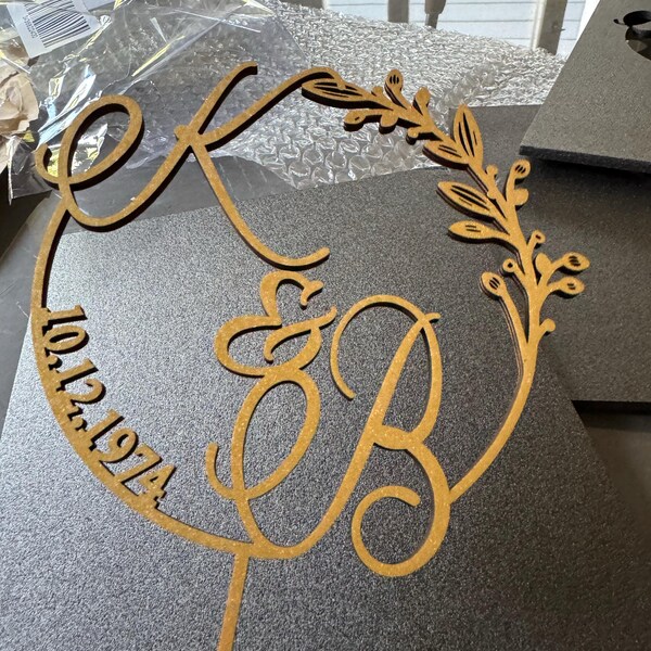Custom Initial Wedding Cake Toppers, Gold Cake Topper for Wedding ...