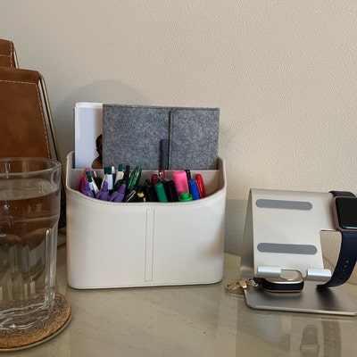 Personalized Leather Remote Caddy, Hand Crafted Desk Organizer, Custom ...