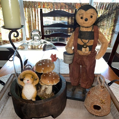 Primitive Salt Box House, Rectangle Door, Shelf Sitter, Wood and ...