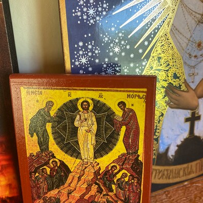 Metamorphosis Jesus Christ Icon, Handmade Greek Orthodox Icon of the ...