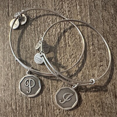 Alex and Ani M Initial Bangle Bracelet, Rafaelian Silver/gold, or Silver Retired and Rare ...