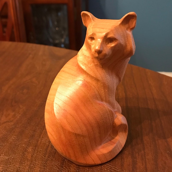 Wooden Cat Figurine. Made of Hard Maple and Different Hardwoods. Very ...