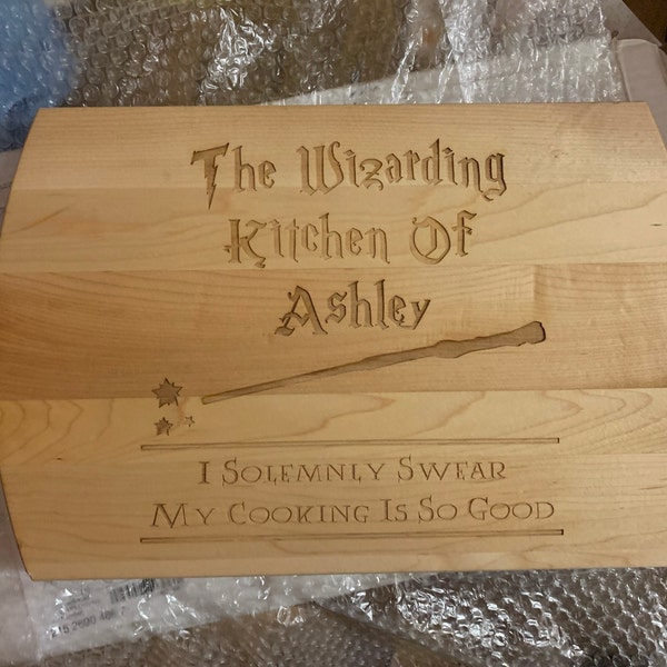 Personalized Wizard Cutting Board, Engraved Magic Wand, Birthday ...