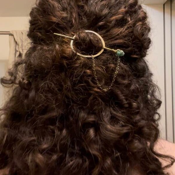 Open Circle Hair Slide Barrette-brass Hair Stick - Round Barrette ...