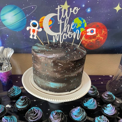 Two the Moon Cake Topper Space Party Two Years Old 2nd Birthday Love ...
