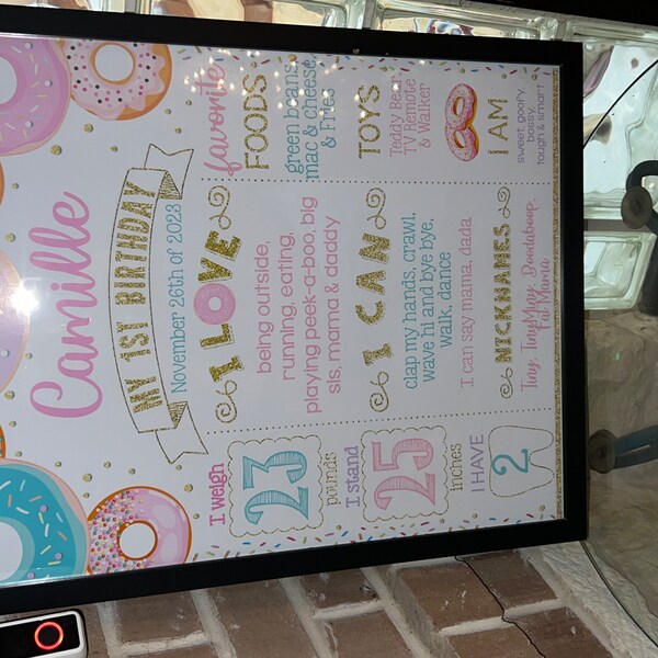 Donut Birthday Chalkboard Sign - Editable Milestone Donut Theme Party ...