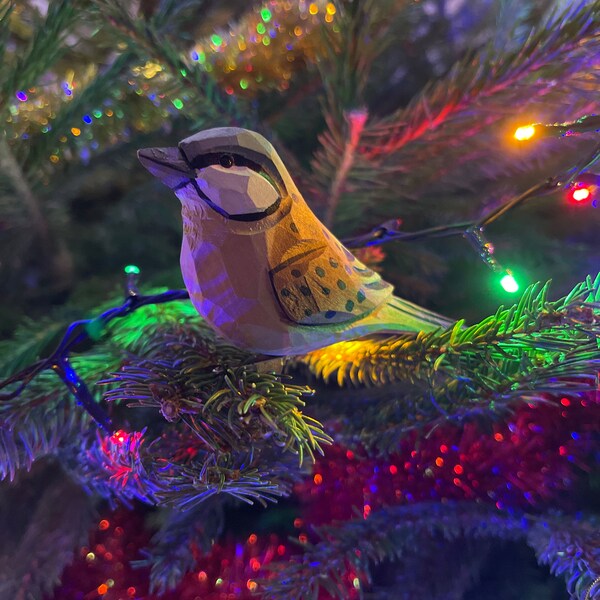Wooden British Birds Clip on Christmas Tree Decoration - Robin Sparrow ...