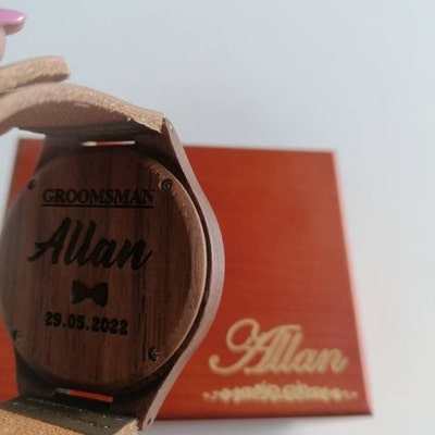 Groomsmen Watch, Personalized Walnut Wooden Watch, Groomsmen Proposal ...
