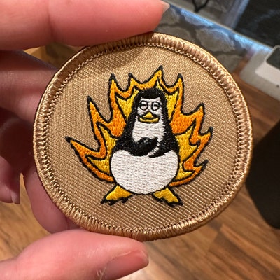 Flaming Penguin Patch 338 2 Inch Diameter Embroidered Patch - Etsy