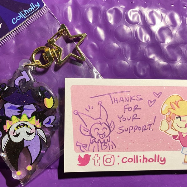 Jevil Deltarune Glitter Keychain - Acrylic Epoxy Charm 2.5in. - Etsy