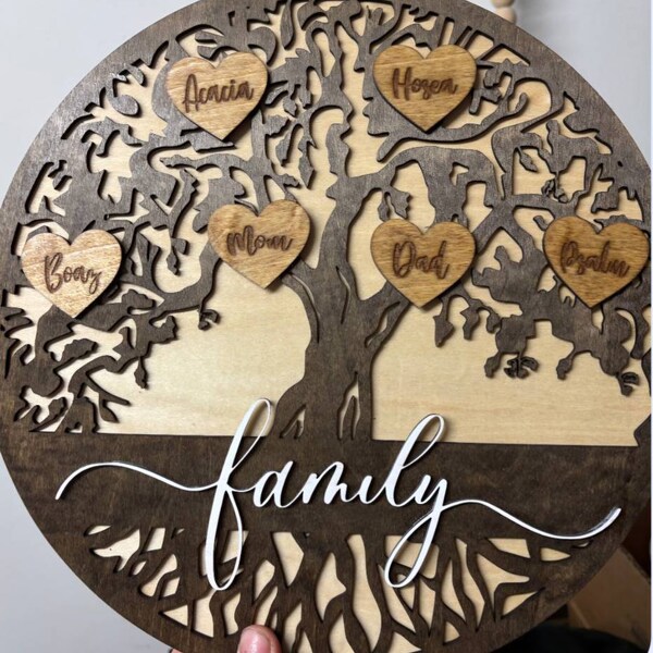 Personalized Family Tree Sign: Rustic Wood Wall Decor, Custom Names - Etsy