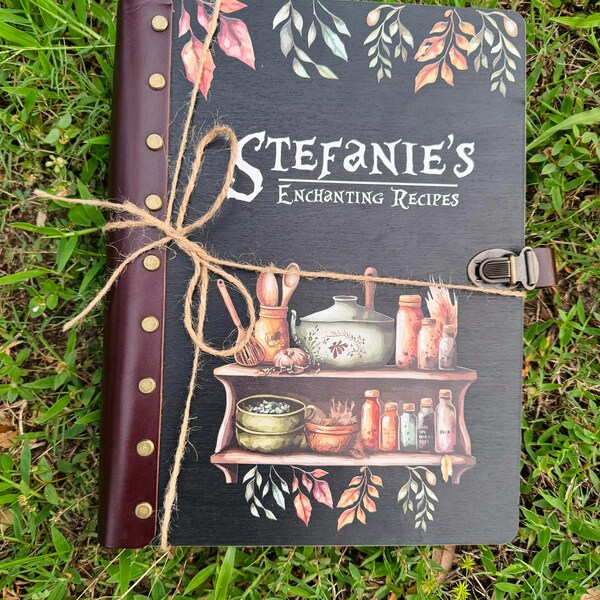 Personalized Halloween Recipe Book Wooden Recipe Binder Witch Recipe ...