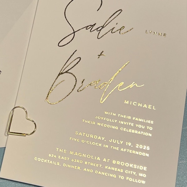 Gold Foil Wedding Invitation, Foil Wedding Invitation, Foil-pressed ...