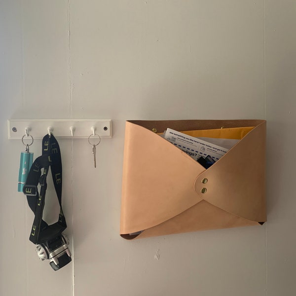 Large Horizontal Leather Wall Hanging Envelope, Leather Envelope, Mail ...