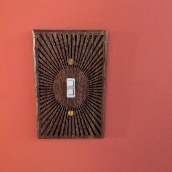 Customizable Walnut Light Switch Plate Cover for Wall Art Natural Wood ...