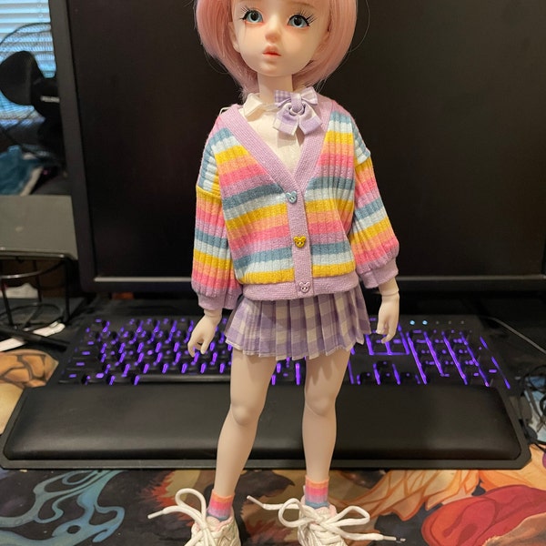 Yosd MSD Sweater Cardigan Coat Socks Set for 1/6 1/4 BJD Doll Clothes ...