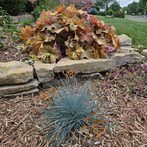Metal Flowers Garden Decor | Sculpted Flower Stakes Set (3, 5 or 10 ...