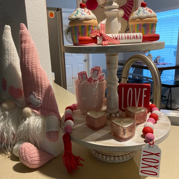 Valentine's Decor Bundle, Pink, Set of 3, Valentine Tiered Tray ...