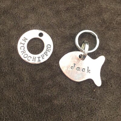 Custom Cat ID Tag-little Fish Cat Tag-tag for Kitty-hand Stamped Cat ...