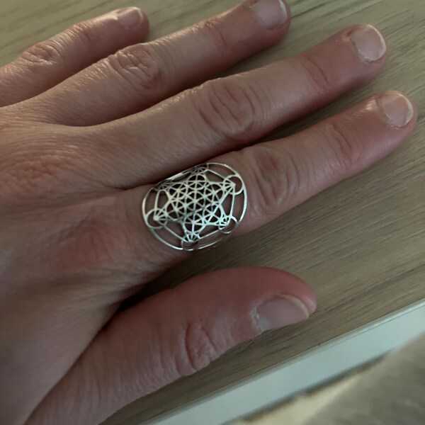 Metatron Cube Ring STERLING SILVER 925 Sacred Geometry Archangel ...