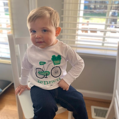 Little Boys St Patricks Day Outfit Embroidered Bicycle Shirt for Baby ...