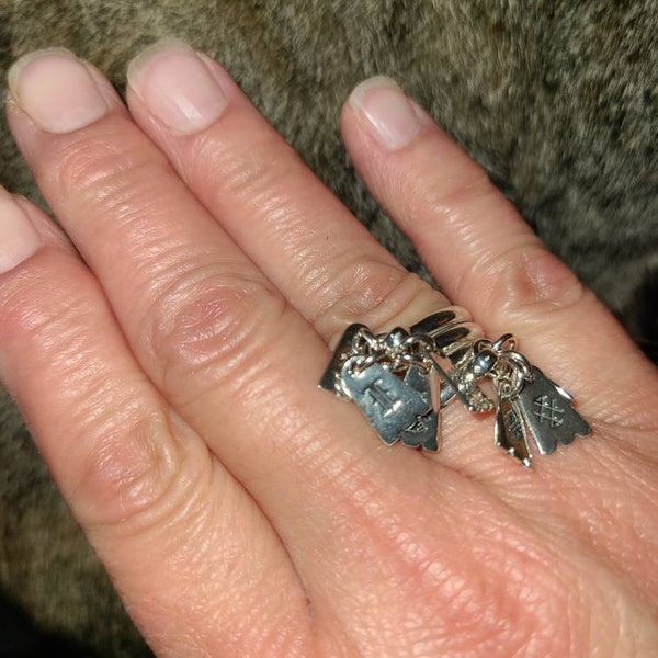 Yellow Gold Plated 7 Days Ring, Women's Ring With Charms, Pagan Seven ...