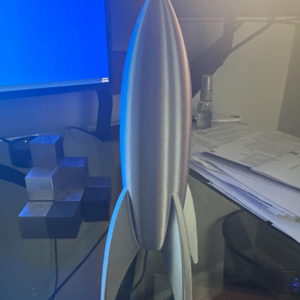 Silver Rocket Ship, Retro Rocket Ship Model, Rocket Decoration, Space ...