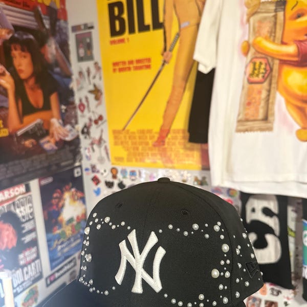 Bedazzled Rhinestone NY Fitted Cap - Etsy