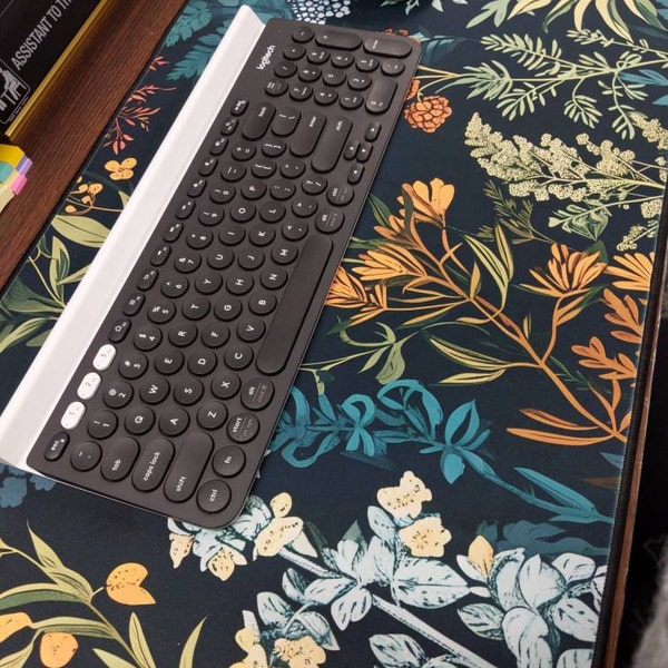 Dark Topography Desk Mat, Black Gold Wavy Keyboard Mat, Home Office ...