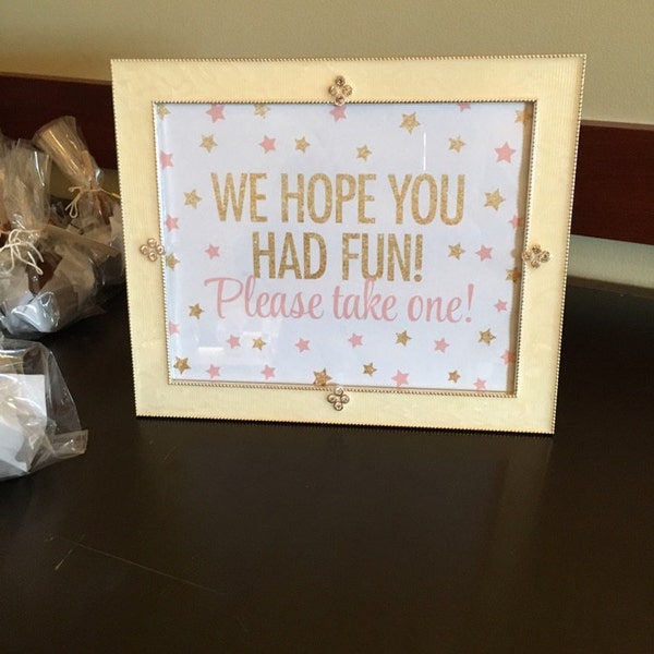 Party Favor Sign - We Hope You Had Fun Please Take One - Blush Pink ...