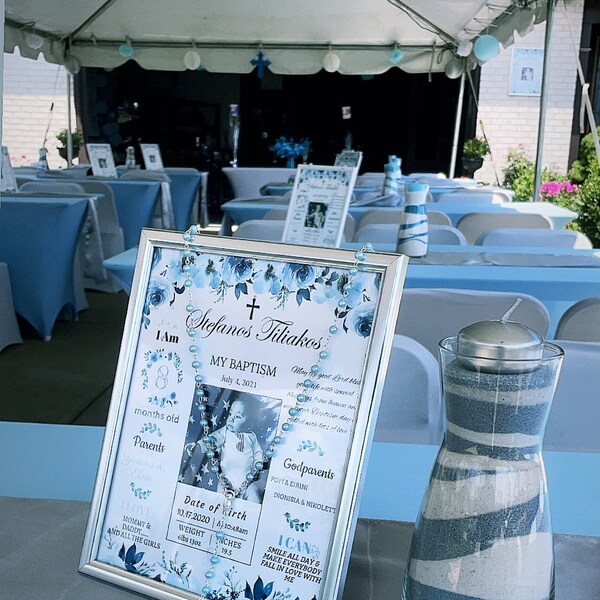 Baptism Chalkboard Template, Boy Baptism Chalkboard Sign, Blue Baptism ...