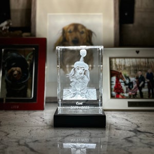 3D Crystal Glass Trophy Laser LED Wooden Small Light Stand Base Display ...